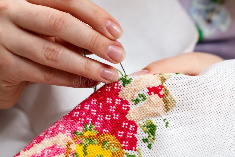 Cross-stitching stock image. Image of care, close, thumb - 13627719