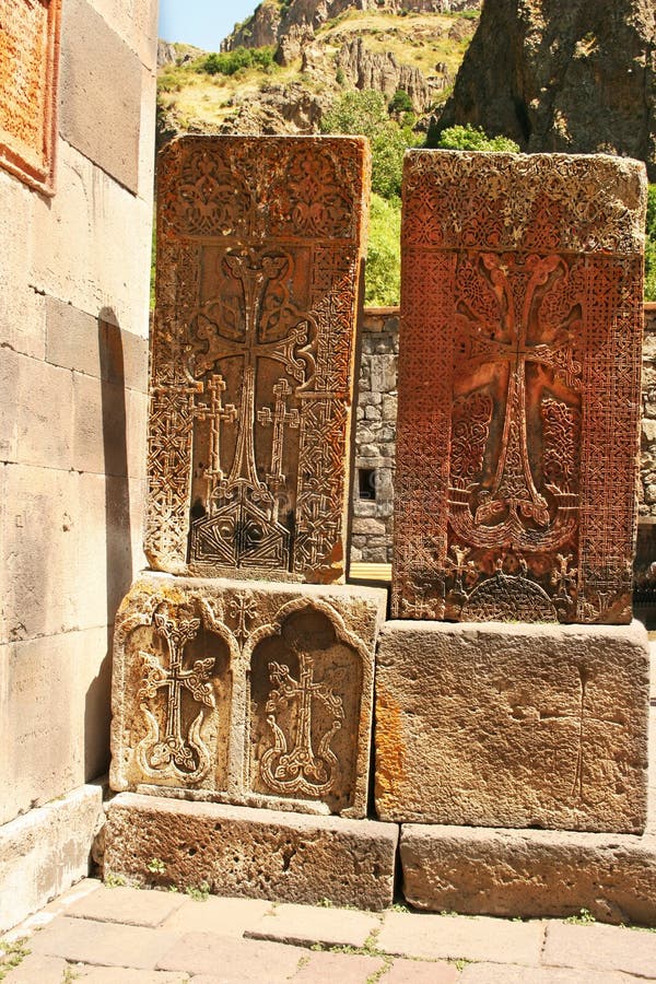 Cross Stones or Khachkars at Haghpat Monastery, Armenia Stock Photo ...