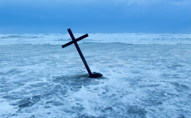 Cross in Storm stock image. Image of foam, holy, waves - 33584227