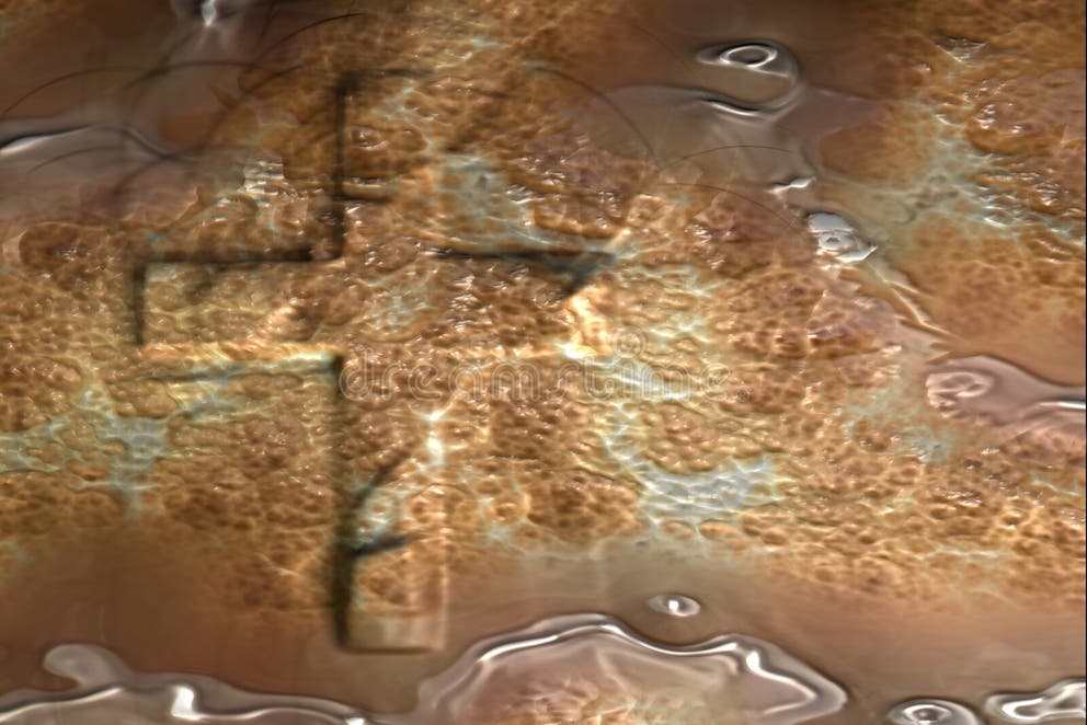 Cross on the strange wall stock illustration. Illustration of ordinary ...