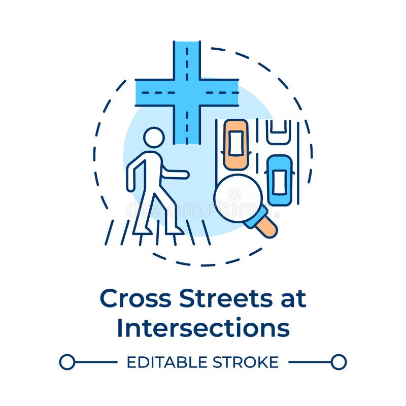 Cross Streets at Intersections Multi Color Concept Icon Stock Vector ...