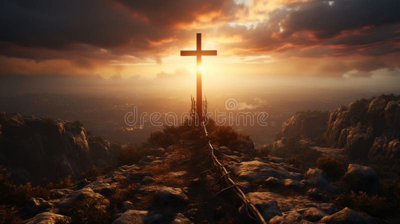 A Cross with the Sun Behind it Stock Illustration - Illustration of ...