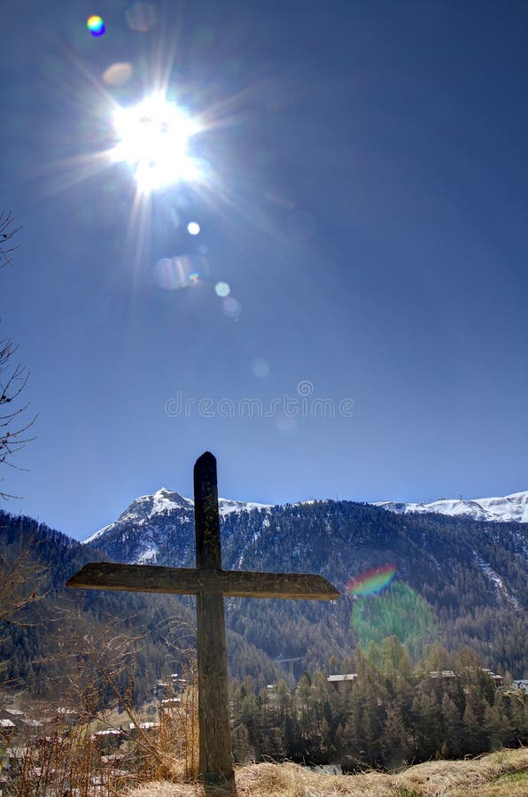Cross and Sun stock photo. Image of light, symbol, christian - 96993678