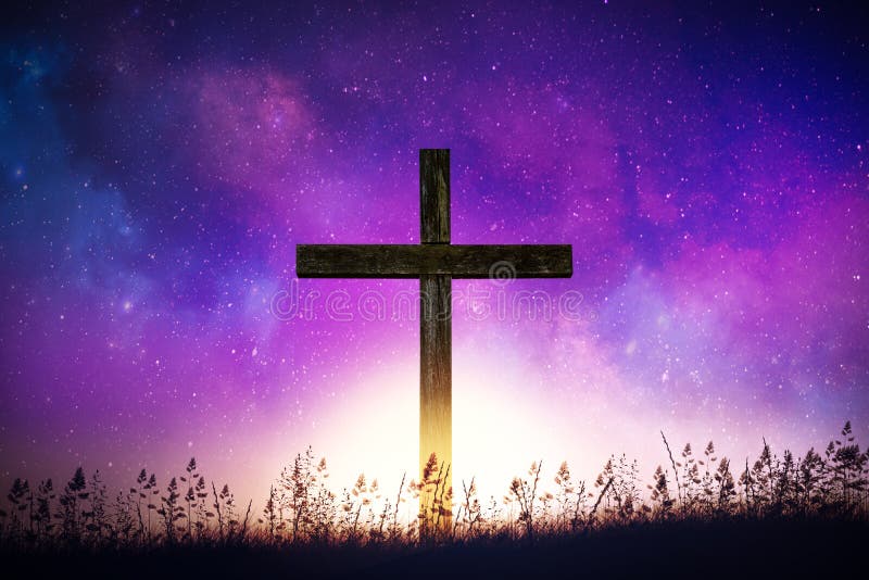 Cross at sunrise stock illustration. Illustration of heaven - 180915781