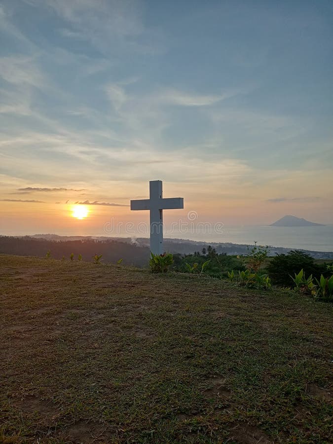 Cross and sunset stock image. Image of sunrise, cross - 221104277