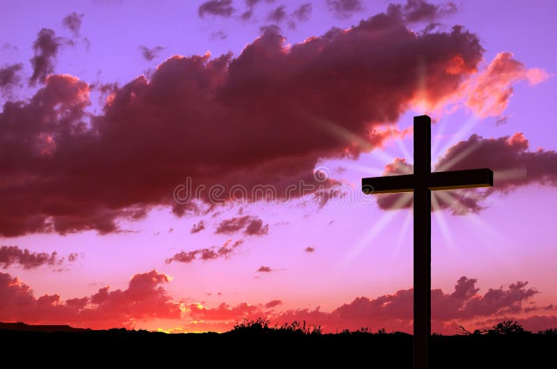Cross and Sunset stock illustration. Illustration of mission - 986729