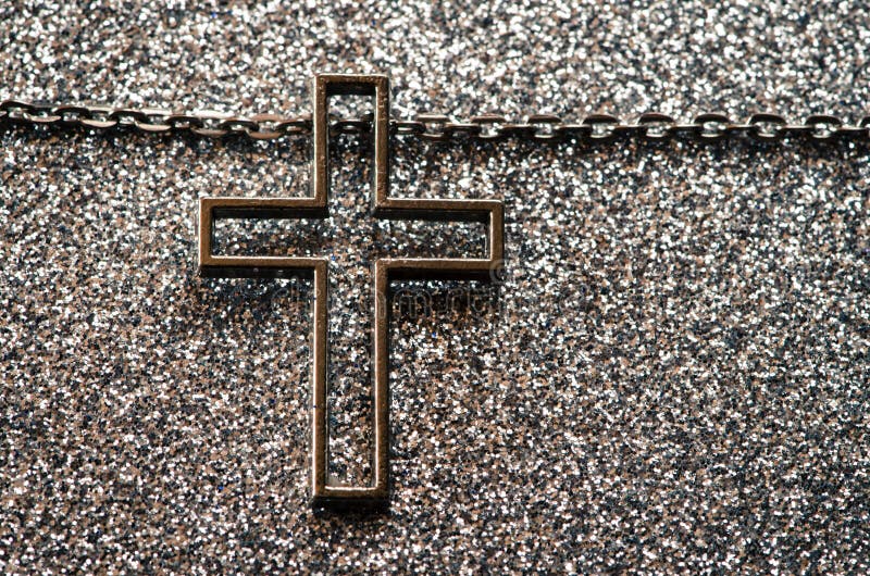 Cross Symbol in Chain Love Shape Stock Image - Image of funeral, silver ...