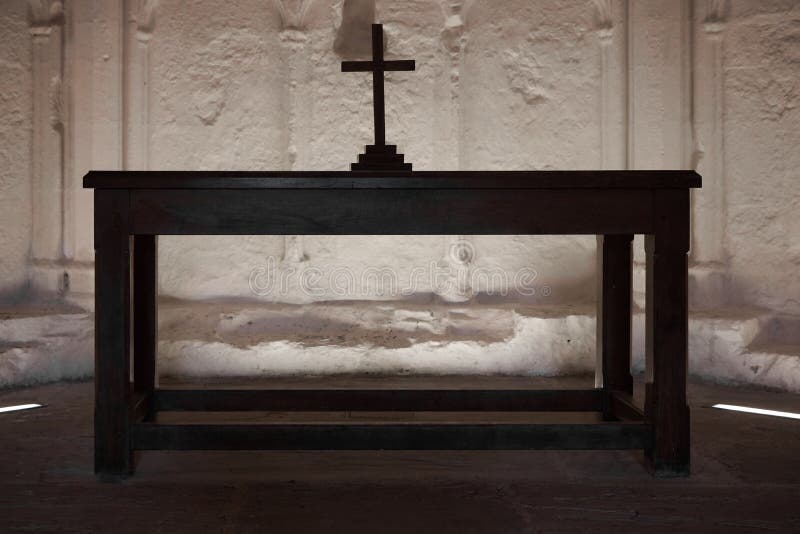 Cross on the table . stock photo. Image of church, prayer - 122202906