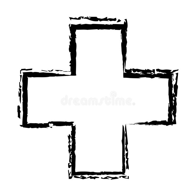 Cross Texture Symbol Element, Plus Sign Outline Border Grunge Shape ...