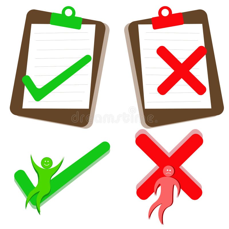 Cross and Tick Check Marks on Cloud Stock Vector - Illustration of ...