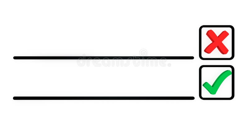 Cross and a Tick in the Selection List in Order To Stock Illustration ...