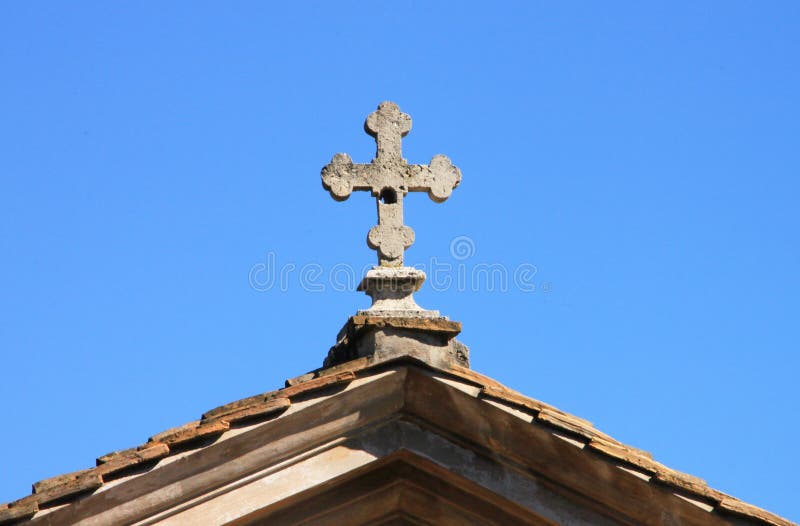 Cross on tiled roof stock image. Image of cathedral, christianity ...