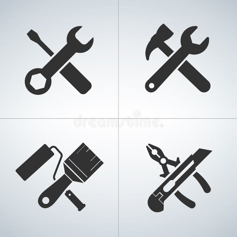 Cross tools icon set stock illustration. Illustration of design - 104882270