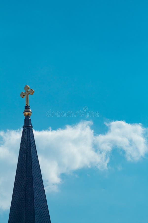 Cross on a Tower stock photo. Image of atop, beautiful - 130893984