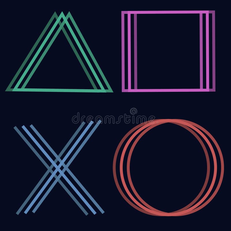 Cross Triangle Square Circle Design Game Play Station 4 Symbols Icons ...