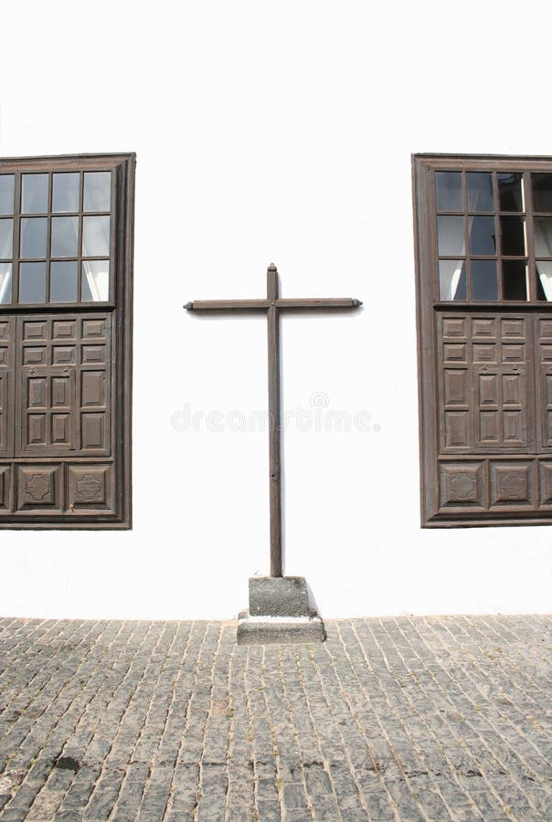 Cross between two Windows stock image. Image of whitewash - 2168147