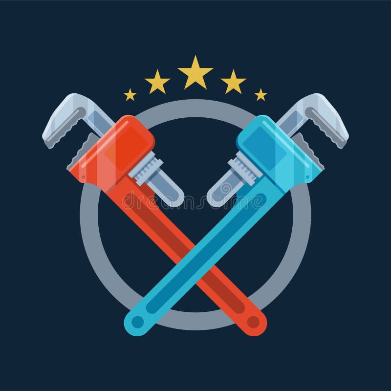 Cross of Two Wrench. Red and Blue Wrench Stock Illustration ...