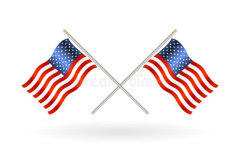 Two Crossed American Waving Flags Icon Isolated On White Background ...