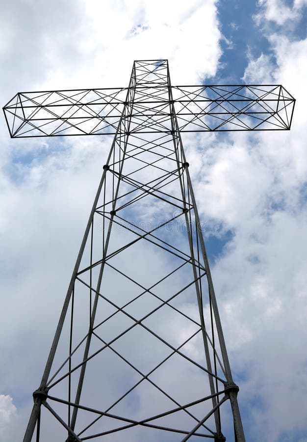 Cross in Vertical and White Clouds Stock Image - Image of religions ...