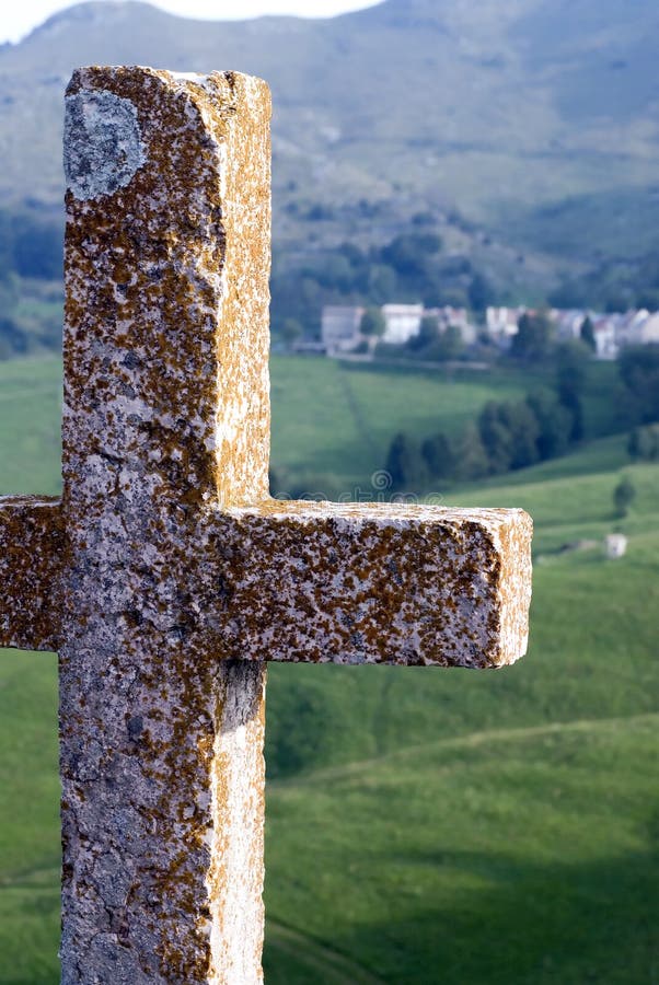 Cross with a view stock image. Image of spiritual, fence - 1193901