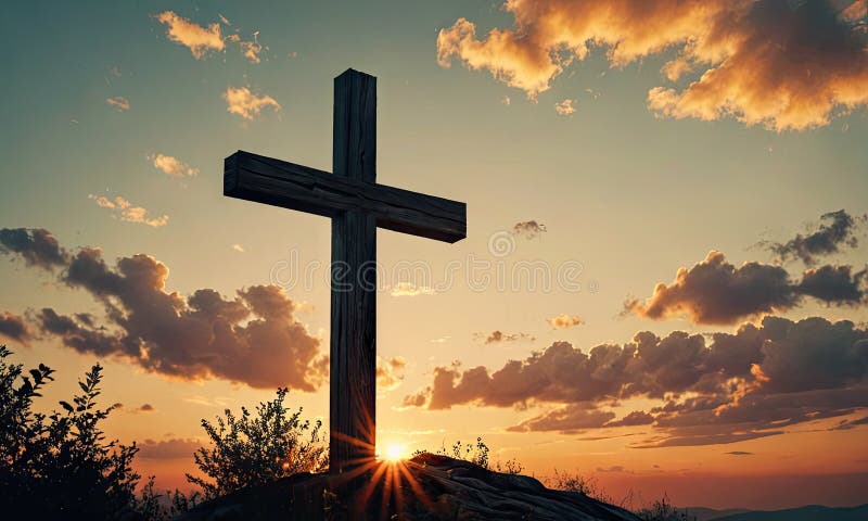 A Cross is Visible in the Background of this Image, with the Sun ...