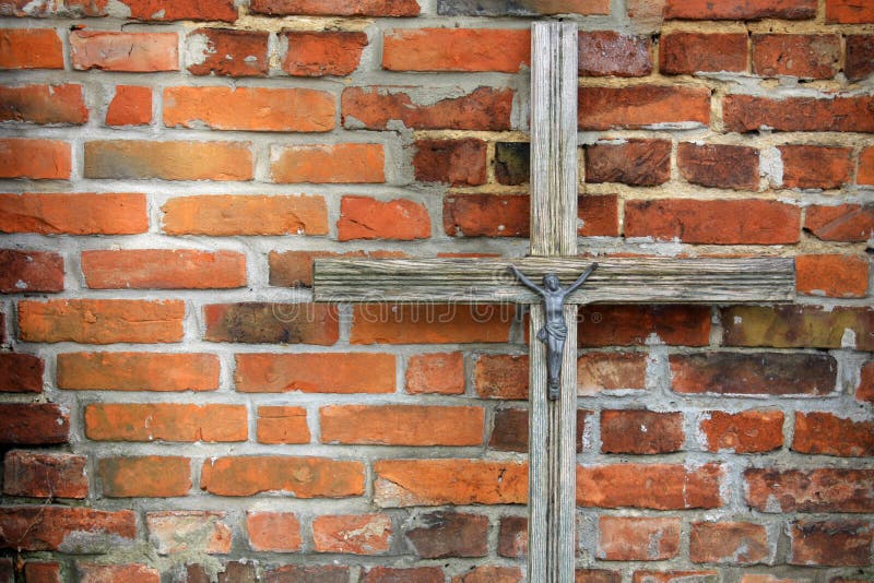 Cross on the wall stock image. Image of christ, wall - 16634493