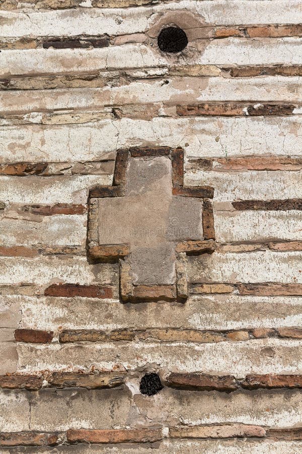 Cross on the Wall of an Ancient Masonry Stock Photo - Image of cross ...