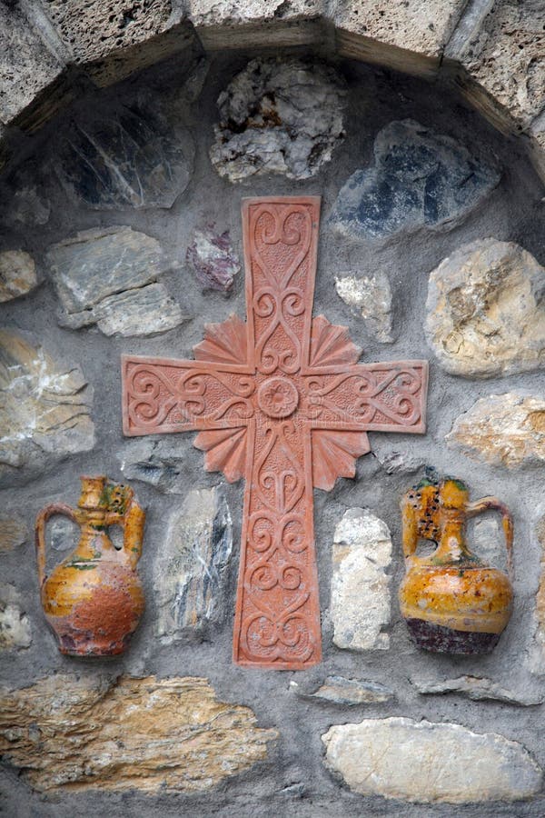 Cross on the wall stock photo. Image of monastery, beautiful - 83766478
