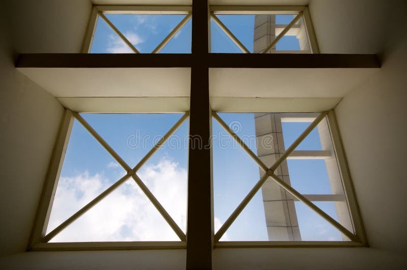 Cross Window of Enlightenment Stock Photo - Image of clouds, windows ...