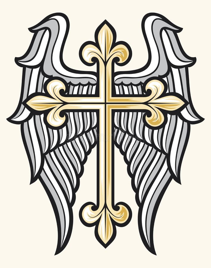 Set of the Cross with Wings Stock Vector - Illustration of cross ...