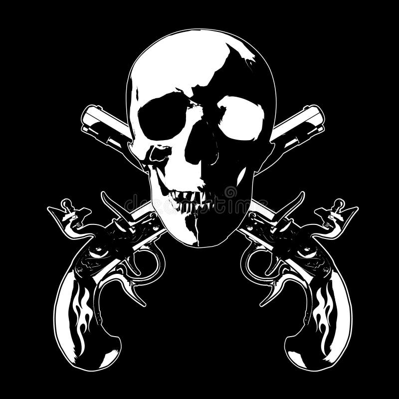 Crossbones with guns stock vector. Illustration of death - 7631789