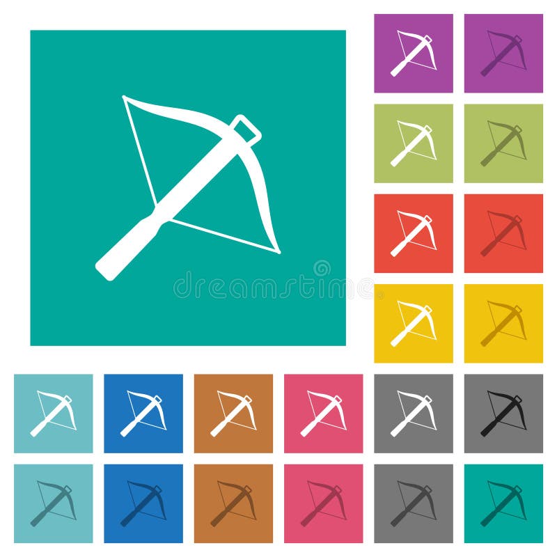 Crossbow with Arrow Square Flat Multi Colored Icons Stock Vector ...