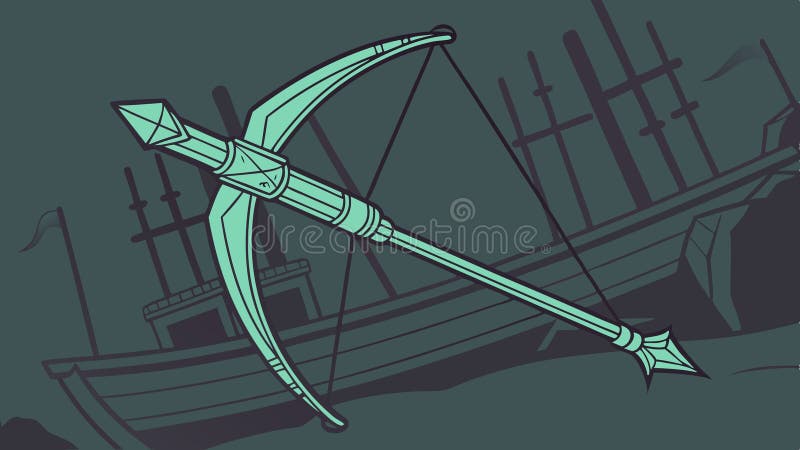 Crossbow and Broken Ship, Ancient Weaponry Salvage, Vector Design ...