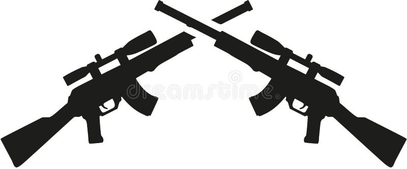 Crossed airsoft gun stock vector. Illustration of military - 85778345