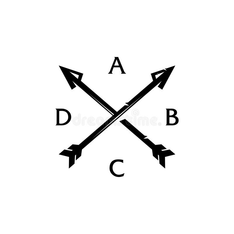 Crossed Arrows with Letter Initials in Vintage Retro Rustic Hipster ...