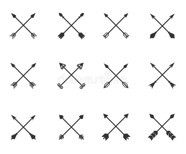 Crossed Arrows Set stock vector. Illustration of feather - 65536160