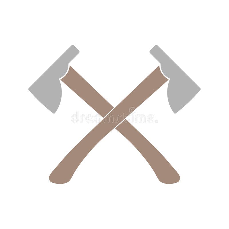 Crossed Axes Emblem. Flat Style Vector Illustration Isolated on White ...