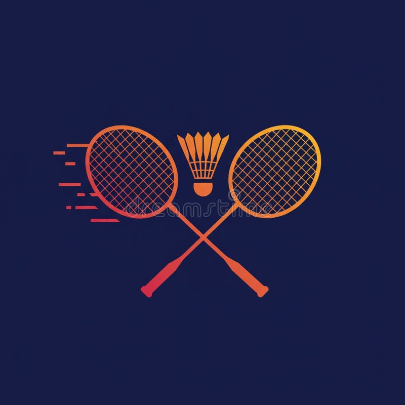 Crossed Badminton Rackets and a Shuttlecock Form a Symmetrical Design ...