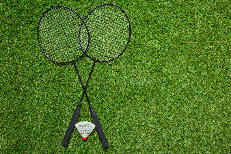 Crossed Badminton Rackets with White Shuttlecock Stock Photo - Image of ...