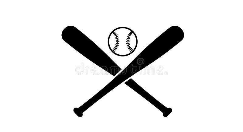 Crossed Baseball Bats with Ball: a Classic Monochrome Graphic Stock ...