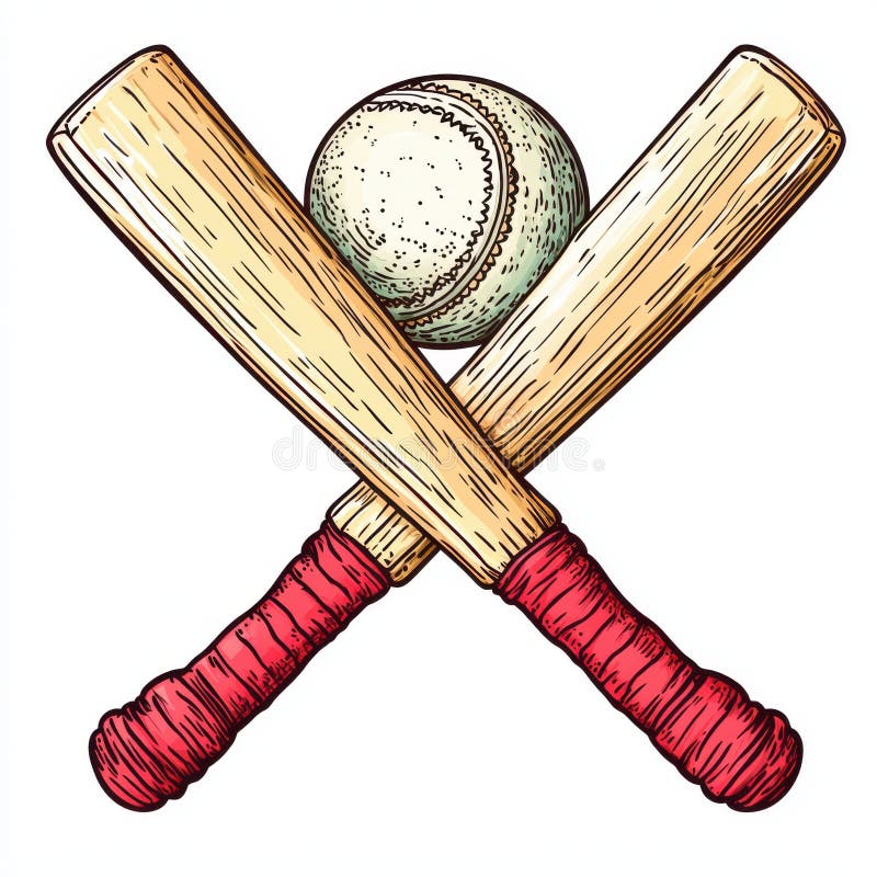 Crossed Baseball Bats and Ball Classic Sport Game Design Stock ...