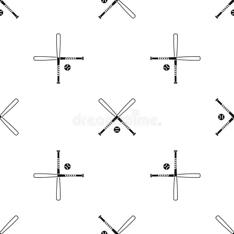 Crossed Baseball Bats and Ball Pattern Seamless Black Stock Vector ...