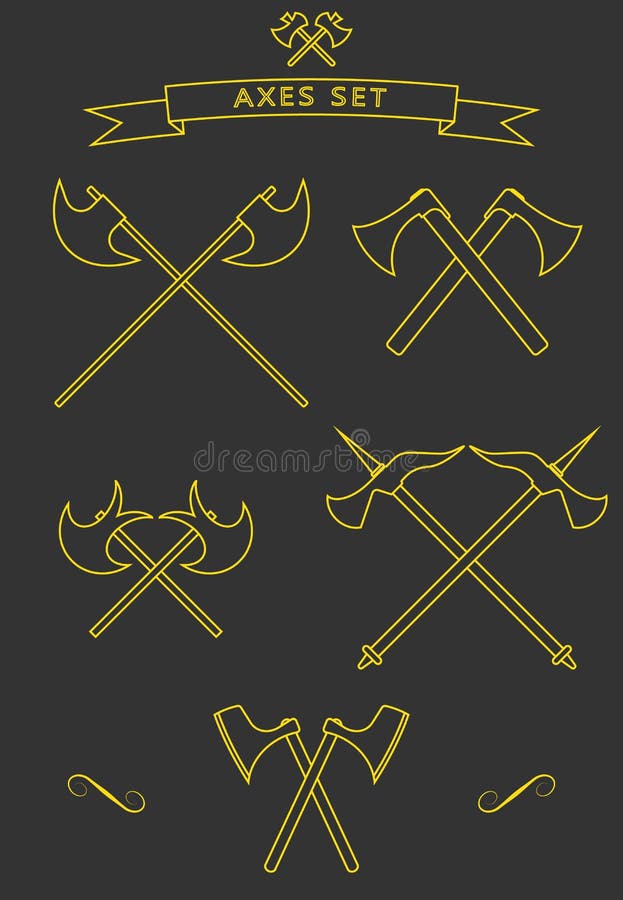 Crossed battle axes stock vector. Illustration of metal - 71538870