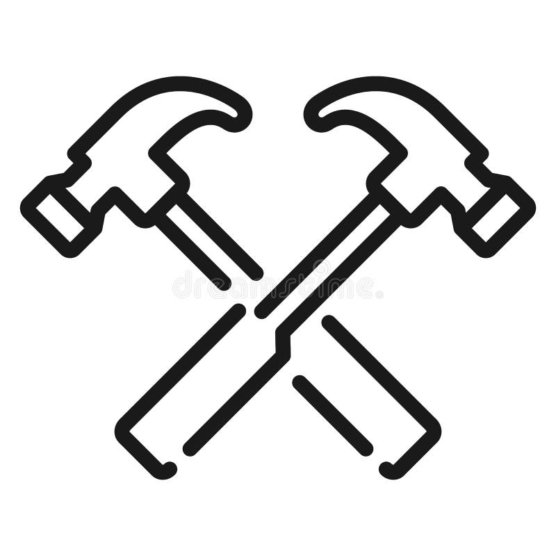 Crossed Blacksmith Hammer Icon. Work Repair Logo Symbol Vector ...