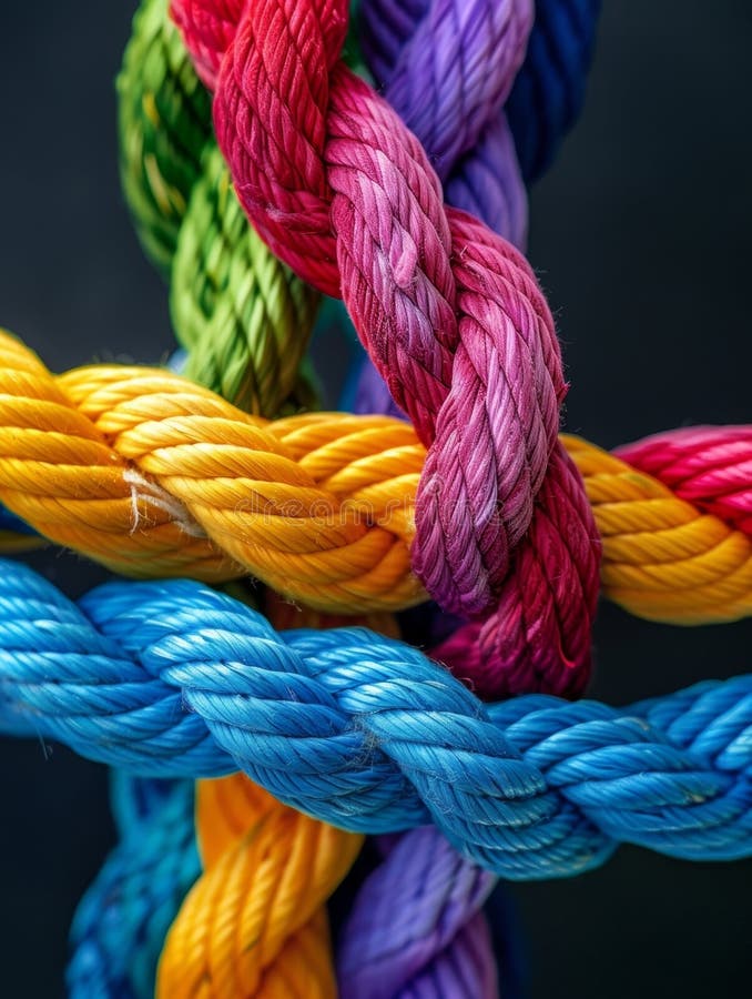 Crossed Braided Ropes in a Mix of Lively Colors Create a Dynamic and ...