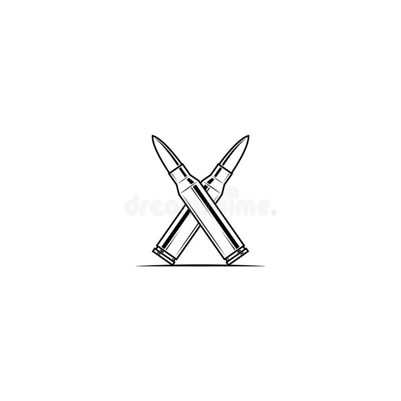 Crossed Bullet Gun Logo Vector Graphics Stock Vector - Illustration of ...