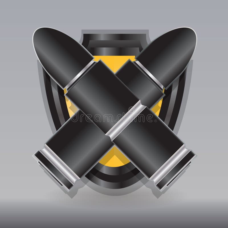 Crossed Bullets with Shield. Vector Illustration Decorative Design ...
