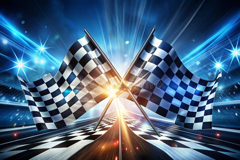 Crossed Checkered Flags at Finish Line Stock Illustration ...