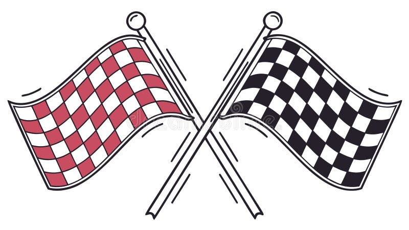 Crossed Checkered Flags, Symbolizing Racing Victory and Competition ...