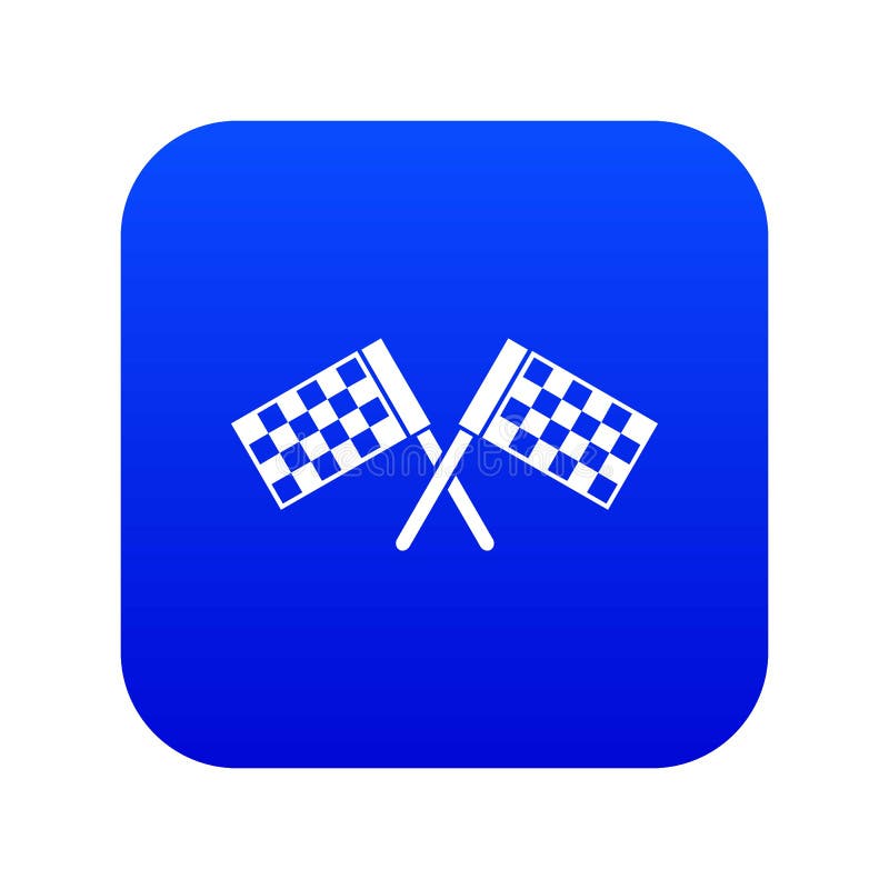 Crossed Chequered Flags Icon Digital Blue Stock Vector - Illustration ...
